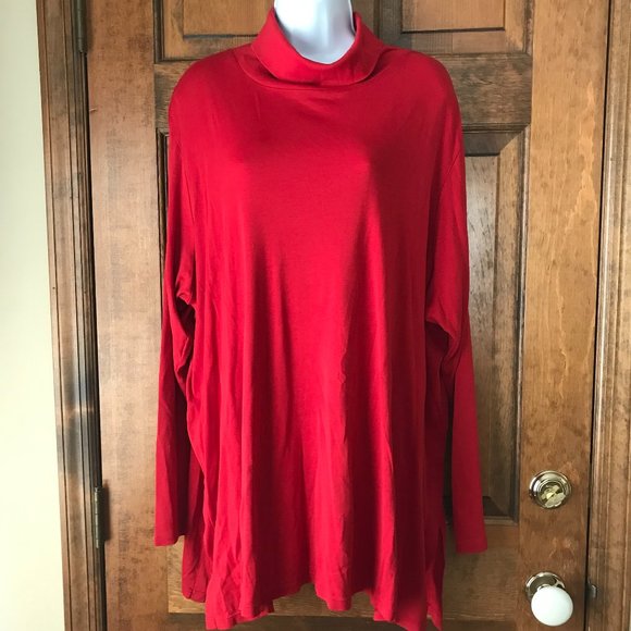 J. Jill | Tops | Nwot J Jill Red Perfect Pima Sidevent Turtleneck Tunic ...